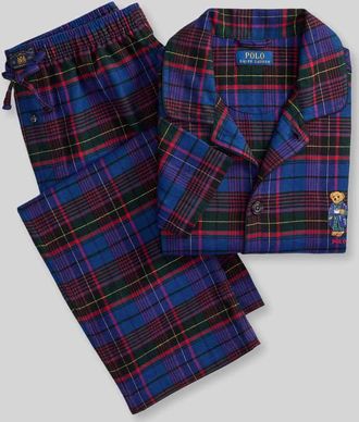Ralph Lauren Pyjama-Set reiner Baumwolle mit B&auml;renstickerei