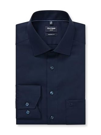 Olymp Luxor Chemise &agrave; manches longues pour homme, faux uni, 465, coupe moderne, 20,13 New Kent, Bleu nuit 14, 42