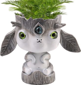 Generico Linda &Uuml;bertopf, kreativer Blumentopf aus Harz, Pflanzenstatue mit gro&szlig;en Augen, Dekoration f&uuml;r Haus und Au&szlig;enbereich, kleine Blument&ouml;pfe