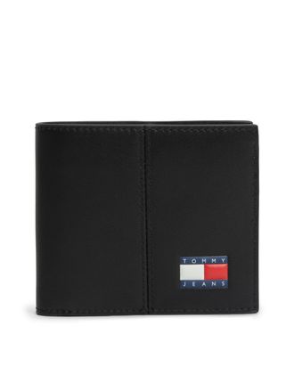 Tommy Jeans Geldb&ouml;rse TOMMY JEANS TJM HERITAGE LEATHER CC & COIN, Herren, schwarz, Leder, Lederimitat, Textil, Basic, Kleinlederwaren, Unisex Geldbeutel, Portemon