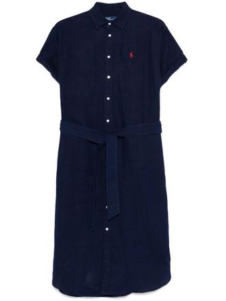 Polo Ralph Lauren robe mi-longue en tissu Oxford à taille ceinturée - Bleu