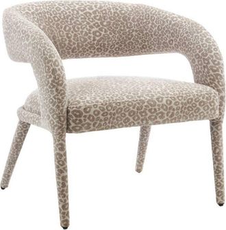 Made In Meubles Fauteuil en tissu &agrave; motif l&eacute;opard Indira