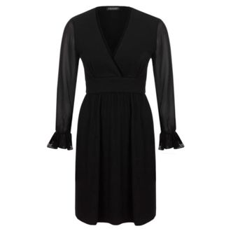 Twinset Jersey V-Ausschnitt Ausgestelltes Kleid - - Dresses - Damen - Schwarzk - XS