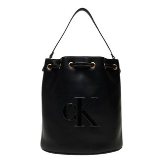 Calvin Klein Erh&ouml;hte CK Gro&szlig;e Eimer Tasche - - Bags - Damen - Schwarzk - ONE SIZE