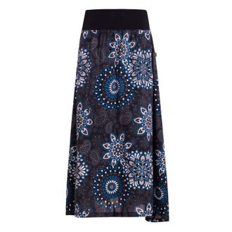 vishes Langer Damen Herbstrock mit Mandalas in schwarz I Gr&ouml;&szlig;e 4XL (48) I Handgefertigt aus 100% Baumwolle I Rock mit breitem Bund I F&uuml;r warme & kalte Monate