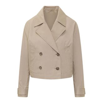 Calvin Klein Femme, Vestes, Beige, Taille: 38 FR Cotton Twill Short Trench Jacket