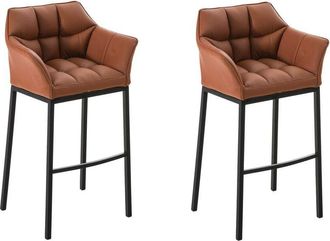 Clp 2er Set Barhocker damaso Kunstleder mit 4-Fuß Gestell hellbraun schwarz