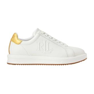 Ralph Lauren Ainsley Metallic-Trim Ledertrainer - - Shoes - Damen - Wei&szlig; - 37 EU