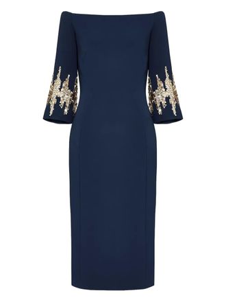 Jenny Packham robe mi-longue à sequins Aster - Bleu