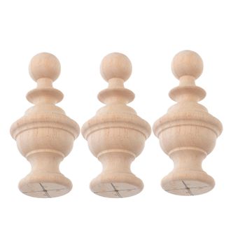 Cabilock Unbehandelte Holzpfostenaufs&auml;tze 3 St&uuml;ck Geschnitzte Treppengel&auml;nder Endst&uuml;cke Selbstgemacht Treppenhaus Dekoration Nat&uuml;rliche Holzmaserung Treppenpfo