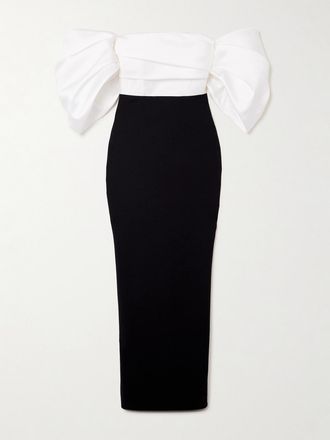 Solace London Arla Schulterfreie Robe Aus Gl&auml;nzendem Twill Und Cr&ecirc;pe - Schwarz