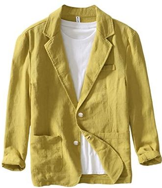 ICEGREY Blazer Homme Veste de Costume Slim Fit Deux Bouton Veston Blazer Homme Casual Elégant pour Mariage Business Soirée, Jaune, XL