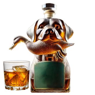 Generico Hound Whiskyflasche aus, luftdichter Alkohol-Dekanter, 750 ml, Barbeh&auml;lter f&uuml;r Zuhause mit Hundefigur | Brandy Bourbon Vodka Tequila Party Drinkware D