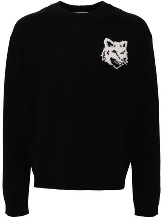 Maison Kitsuné pull à logo en intarsia - Noir