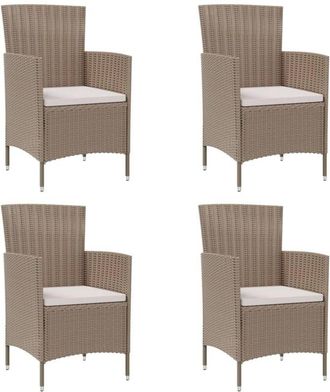 vidaXL Gartenst&uuml;hle mit Kissen 4 Stk. Poly Rattan Beige vidaXL