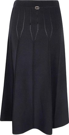 Twinset Femme, Jupes, Noir, Taille: 38 FR Knit Midi Skirt