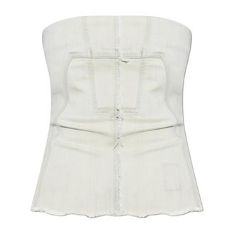 Rick Owens Femme, Tops, Gris, Taille: 40 FR Top en denim &agrave; effet vintage