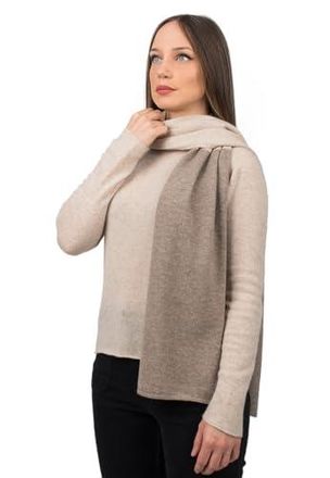DALLE PIANE CASHMERE &Eacute;charpe bicolor 100% cachemire - Made in Italy - Femme/Homme, Couleur: Beige, Taille unique