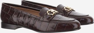 Ferragamo Croc-Embossed Leather Loafer - Brown