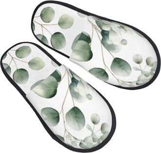 Generic Pantoufle Maison Eucalyptus, Feuilles Vertes Hiver Pantoufles Antid&eacute;rapantes Hiver Chaussures Chaudes Confortable Chaussons Maison Pour Chambre Voyage