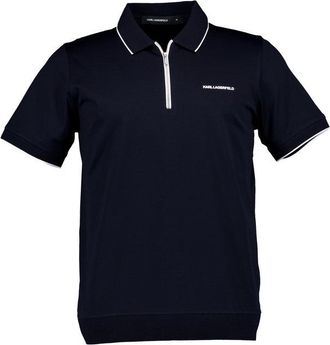 Karl Lagerfeld Herren Zip-Polo blau Baumwolle