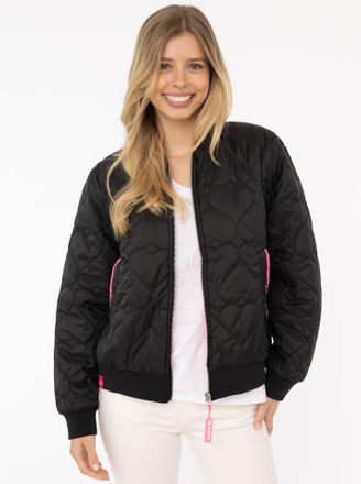 Zwillingsherz Bomberjacke ZWILLINGSHERZ Be Happy, Damen, Gr. XXL, schwarz, Steppware, Obermaterial: 100% Polyester, regular fit kurz, angesetztes B&uuml;ndchen, Jacken B