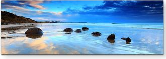 Paul Sinus Art Leinwandbilder | Bilder Leinwand 150x50cm am Morgen in Neuseeland am Strand