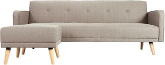 Miliboo Miliboo - Skandinavisches Schlaf-Ecksofa aus beigem Stoff und hellem Holz 4-Sitzer ulla