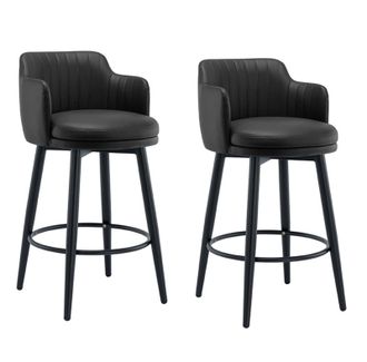 Generic Drehbarer Barhocker, 2er-Set mit R&uuml;ckenlehne, K&uuml;chenbarhocker, Tresenhocker mit Armlehnen, Metallbeine