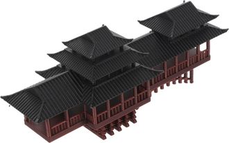 Lurrose Miniatur Pavillon Ornament Kunststoff Br&uuml;cke Asiatische Garten Dekoration Bonsai Landschaftskunst Aquarium Architektur Modell