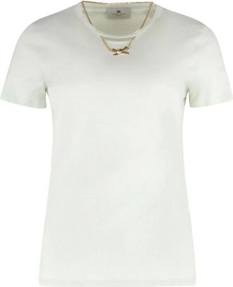 Elisabetta Franchi Femme, Tops, Blanc, Taille: 42 FR T-Chemises