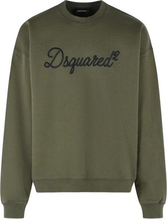 Dsquared2 Homme, Sweatshirts et sweats &agrave; capuche, Vert, Taille: M D2 Signature Crewneck SweaT-shirt