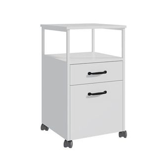 Relaxdays Rollcontainer, 2 Schubladen, H&auml;ngeregister, modernes Design, HBT: 66,5 x 42 x 44 cm, Aktenschrank schmal, wei&szlig;