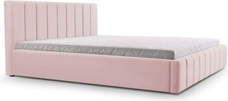 E-MEUBLES Polsterbett Bett mit Kopfst&uuml;tze, Rahmenbettgestell, Bettkasten und Lattenrost Doppelbett Gepolsterter Kopfteil Samststoff Stauraumbett bett 01