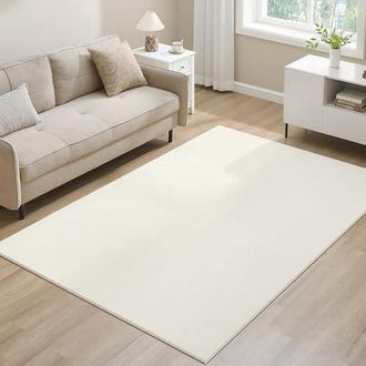 Songmics Tapis Décoratif, 160 x 230 cm, Tapis de Salon, Antidérapant, Décoration Intérieure, pour Salon, Chambre, Lavable en Machine, Style Moderne, Blanc Crèm