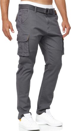 Indicode Herren Mathen Cargohose aus 98% Baumwolle inkl. G&uuml;rtel | Cargo Hose f&uuml;r M&auml;nner Iron, XXL