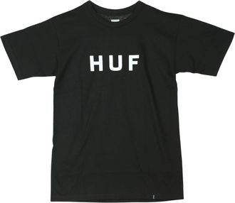 HUF Schwarz/Wei&szlig; Logo Herren T-Shirt - - Tops - Herren - Schwarzk - XL
