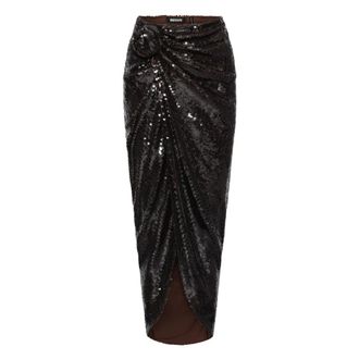 Rotate Rotate Birger Christensen, Femme, Jupes, Brun, Taille: 36 FR Jupe Midi &agrave; Sequins