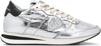 Philippe Model Femme, Chaussures, Gris, Taille: 37 EU Baskets en cuir m&eacute;tallis&eacute;