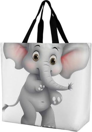Generic &Eacute;l&eacute;phant Mignon Sac Courses Pliable Tote Bag Imperm&eacute;able Sac A Main Femme Pour Gym Quotidienne Voyage