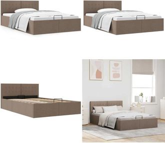 vidaXL Stauraumbett Hydraulisch Taupe Stoff 120×200 cm - Doppelbett - Bettrahmen - Stauraumbett - Boxspringbetten - Schlafraum - Home & Living