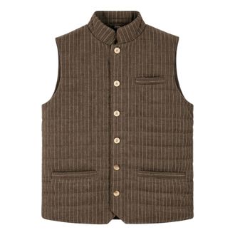 Stenstr&ouml;ms Homme, Vestes, Brun, Taille: XL Gilet Ray&eacute; en Laine et Polyester