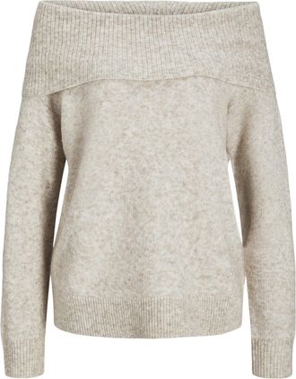 Jack & Jones Damen Jxminka Off Shoulder Knit Strickkleid, Fog, L