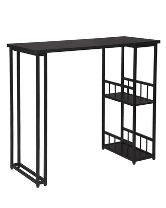 Woltu Bartisch Stehtisch Bistrotisch Bartheke Tresentisch, mit 2 Ablagefl&auml;che, Metallgestell, MDF, 120x50x105cm(BxTxH), Schwarz