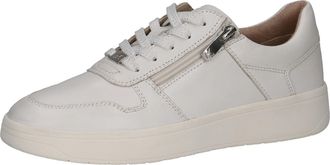 Caprice Damen Sneaker flach aus Leder mit Rei&szlig;verschluss, Wei&szlig; (White Softnap.), 37 EU