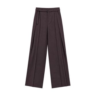 SOLOTRE Pantalon large - Femme - Pantalons - Brun - Taille: 42 FR