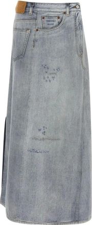 Maison Margiela Femme, Jupes, Gris, Taille: 38 FR Asymmetric Denim Skirt