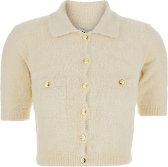 Elisabetta Franchi Femme, Pulls, Beige, Taille: 40 FR Cardigan &agrave; manches courtes