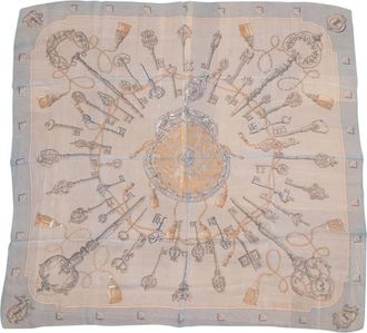 Herm&egrave;s T&uuml;cher & Schals - Hermes Classic Les Clefs Silk Carre 90 Scarf Tuc - Gr. unisize - in Blau - f&uuml;r Damen