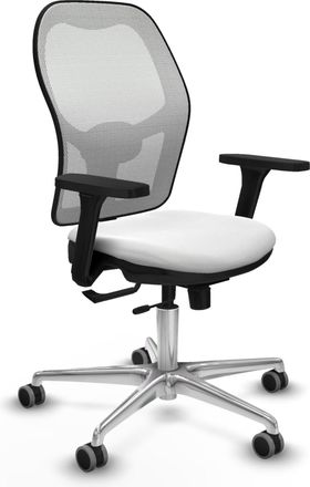 Piqueras y Crespo Wei&szlig;er Arbeitsstuhl mit 3D-Armen, h&ouml;henverstellbare Lendenwirbelst&uuml;tze, ausgestattet mit Syncro/Traslack und eingespritztem Schaum. Mit Rollen von 65 